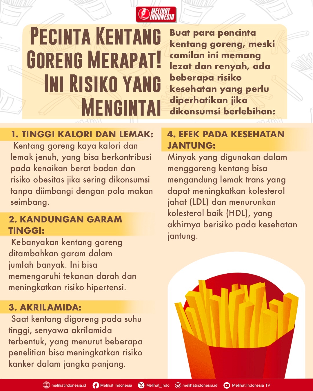 Pecinta Kentang Goreng Merapat! Ini Risiko yang Mengintai - Melihat ...